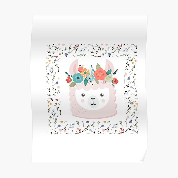 "Floral Lama, Cute , Floral border" Poster for Sale by JLVisions ...