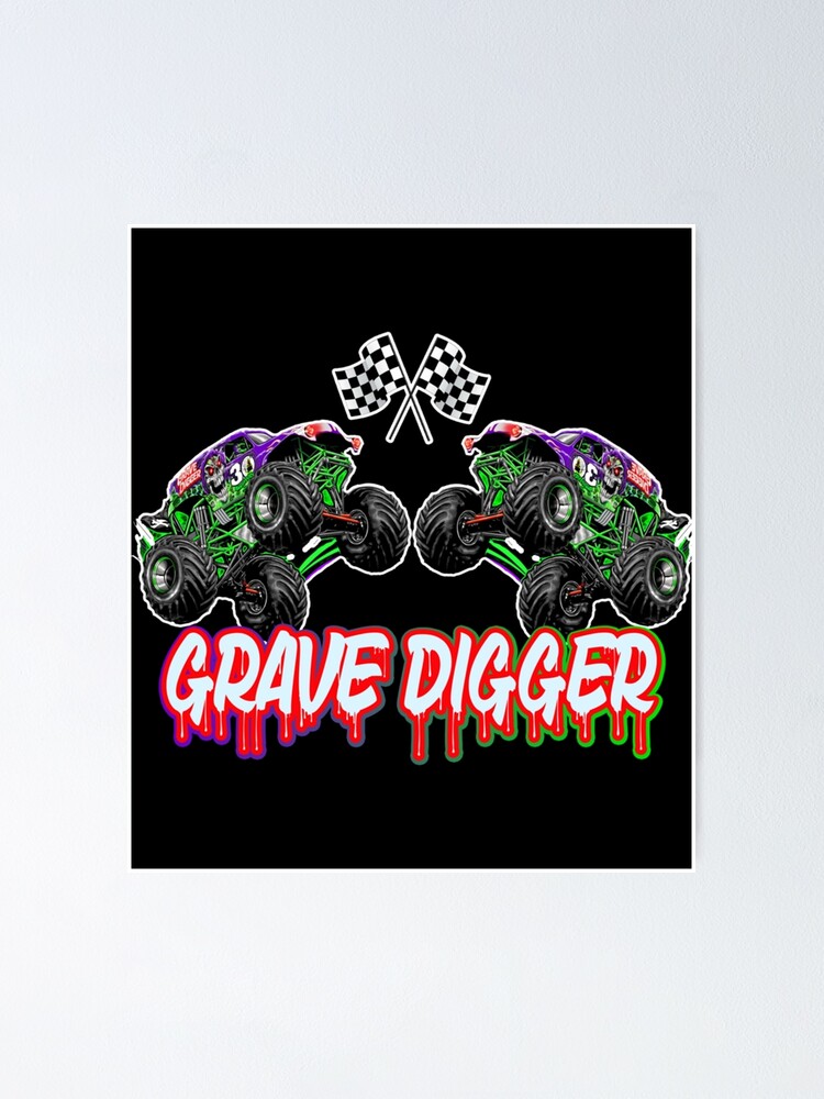 "Monster Jam Grave Digger Monster Truck Fanart Gift Ideas Racin Flag ...