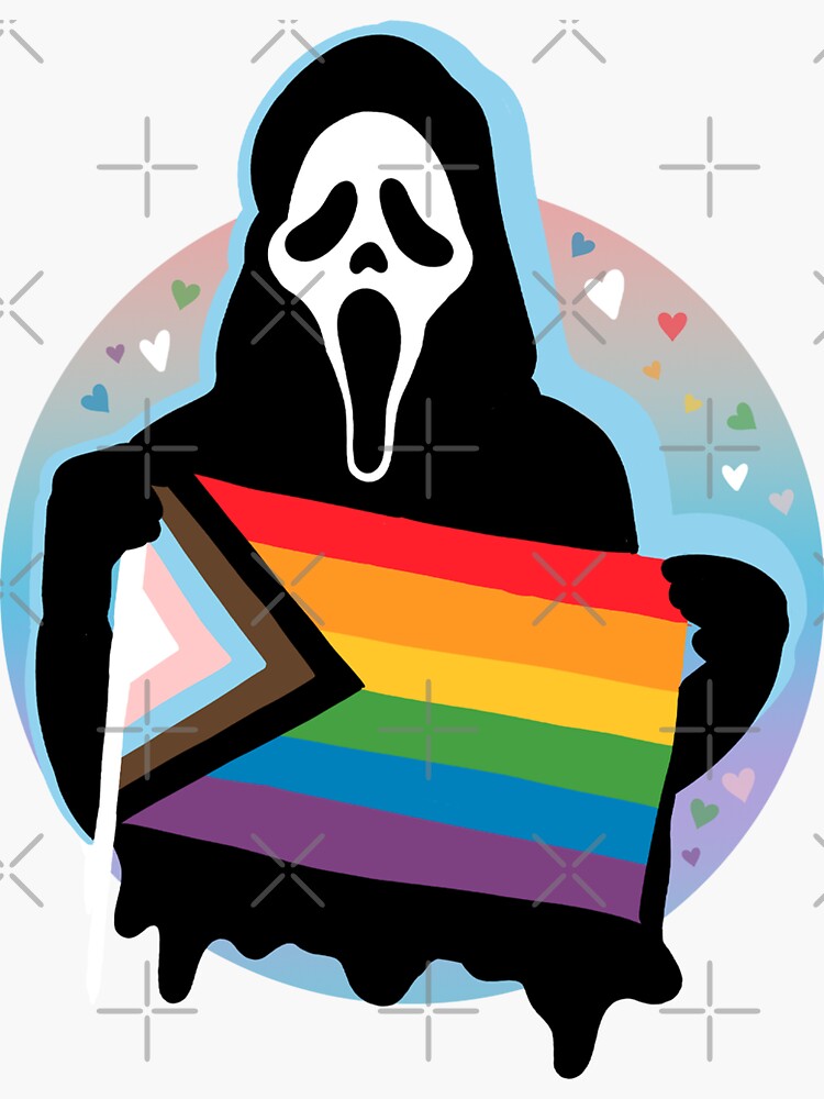 "Ghostface with Progressive Pride Flag " Sticker for Sale by ...
