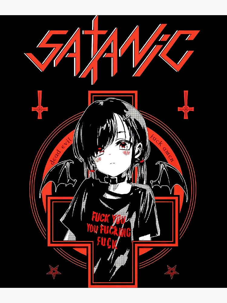 "Satanic Anime Girl Inverted Cross Gothic Aesthetic Japanese Otaku ...