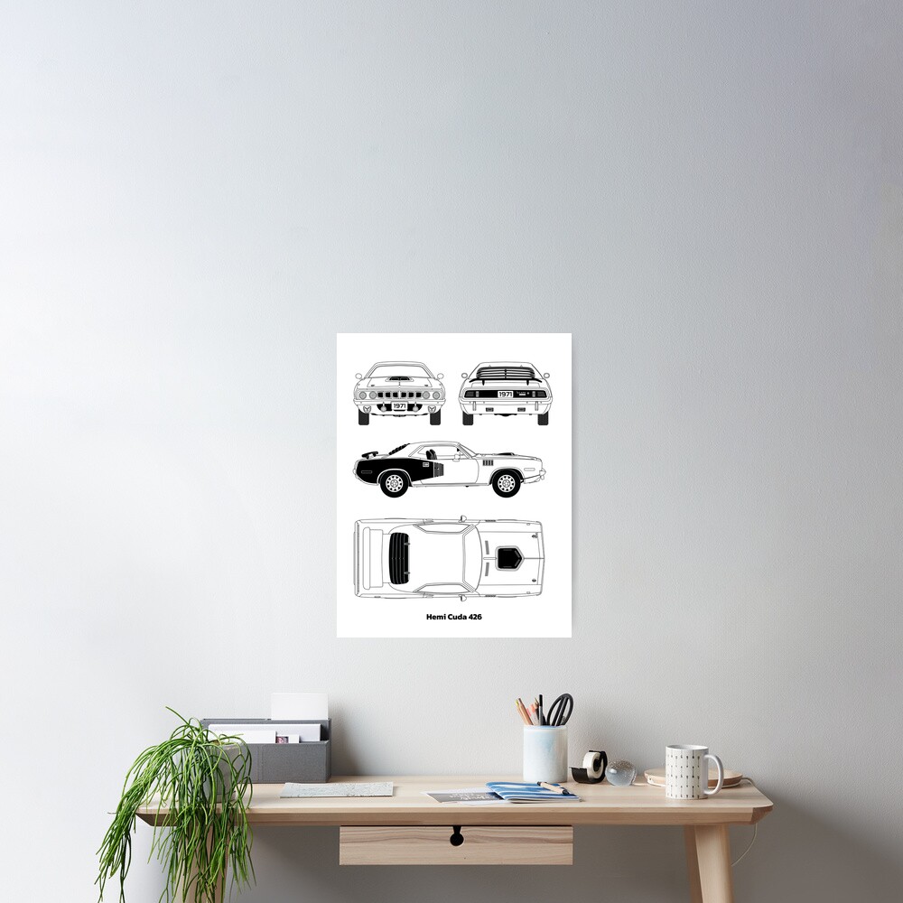 "Hemi Cuda 426 1971 Blueprint" Poster for Sale by chalavek | Redbubble
