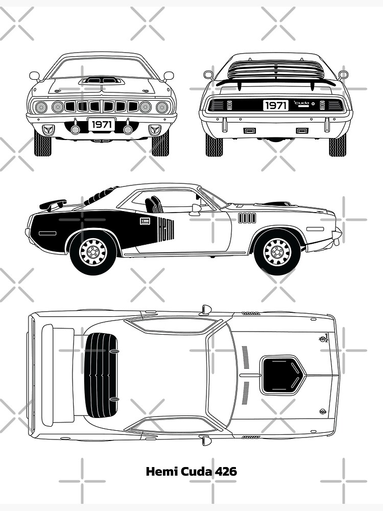 "Hemi Cuda 426 1971 Blueprint" Poster for Sale by chalavek | Redbubble