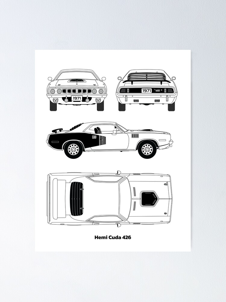 "Hemi Cuda 426 1971 Blueprint" Poster for Sale by chalavek | Redbubble