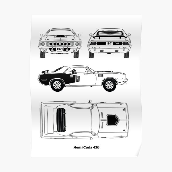 "Hemi Cuda 426 1971 Blueprint" Poster for Sale by chalavek | Redbubble