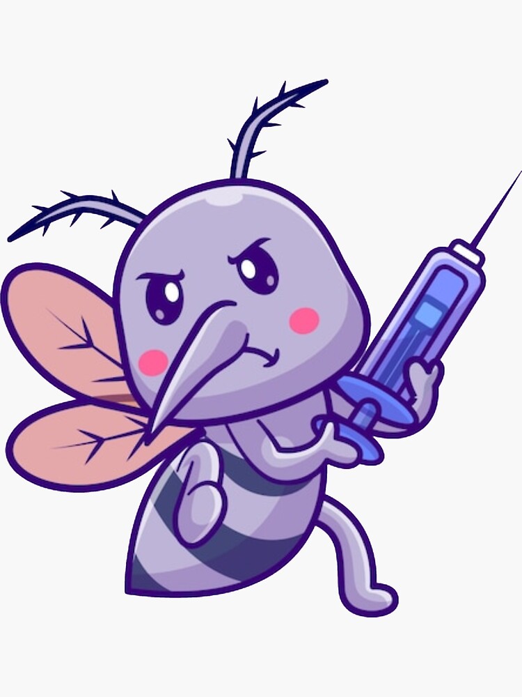 "cute mosquito holding injection" Sticker for Sale by MethukaT | Redbubble