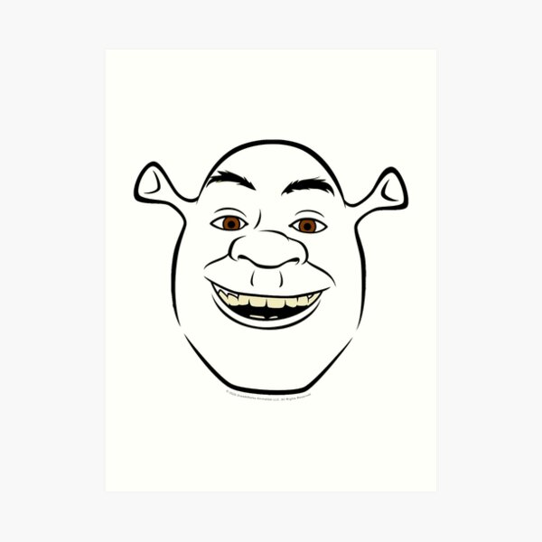 "Shrek Big Face Outline" Art Print for Sale by evendream1046 | Redbubble