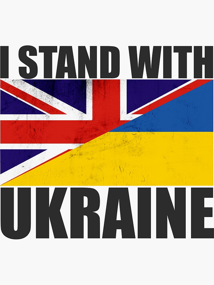 "UK Stands With Ukraine - United Kingdom Vintage Flag and Black Text ...