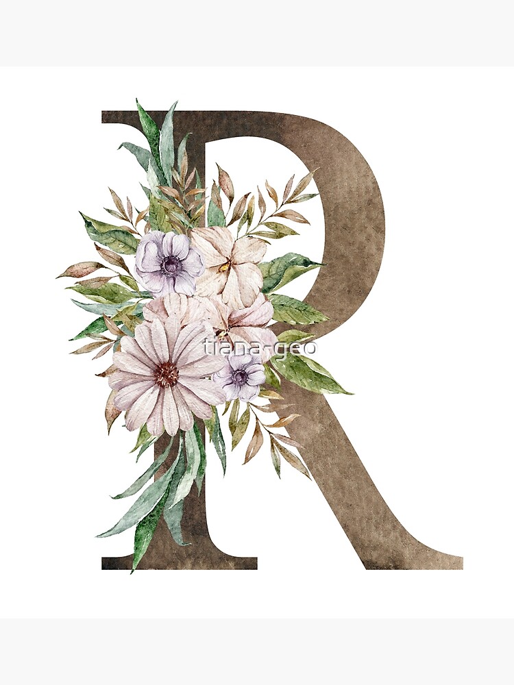 "Watercolor floral R wedding monogram letter print" Poster for Sale by ...