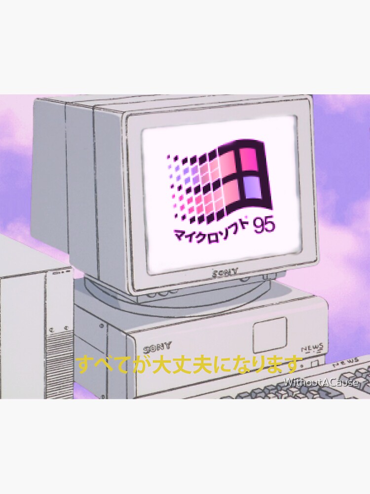 "Windows 95 - Japanese Logo Vaporwave Theme" Sticker for Sale by ...