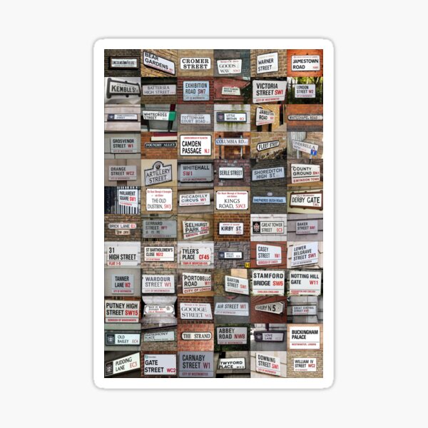 "London Street Signs" Sticker for Sale by Montage-Madness | Redbubble