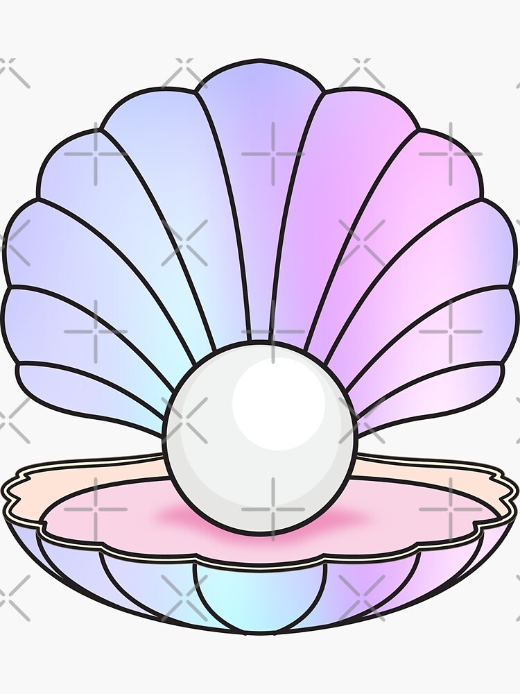 "Cute Pearl Shell in Pastel " Sticker for Sale by EmmyCutieArt | Redbubble