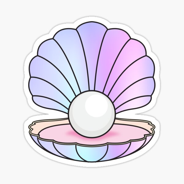 "Cute Pearl Shell in Pastel " Sticker for Sale by EmmyCutieArt | Redbubble