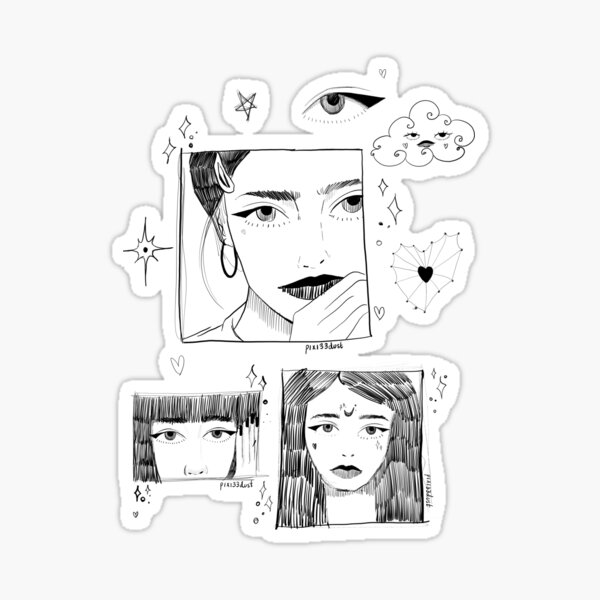 "girls doodle " Sticker for Sale by saburiee | Redbubble