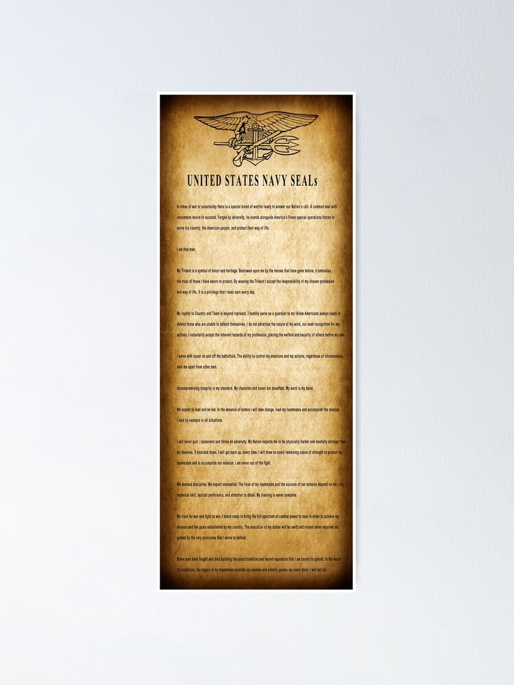 "Creed of United States Navy SEALs" Poster for Sale by Daniel-Hagerman ...