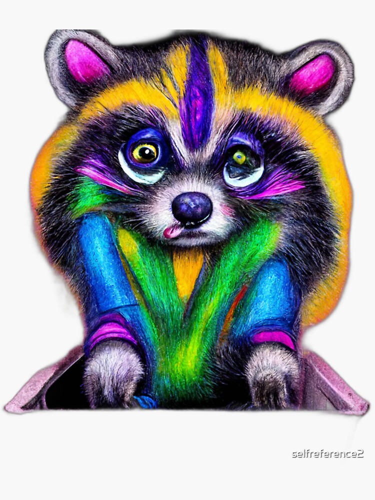 "Rainbow Raccoon" Sticker for Sale by selfreference2 | Redbubble