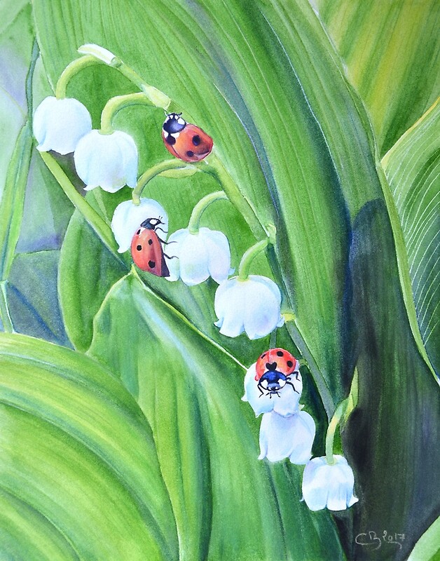 "Ladybugs and lily of the valley" by cindybarillet | Redbubble