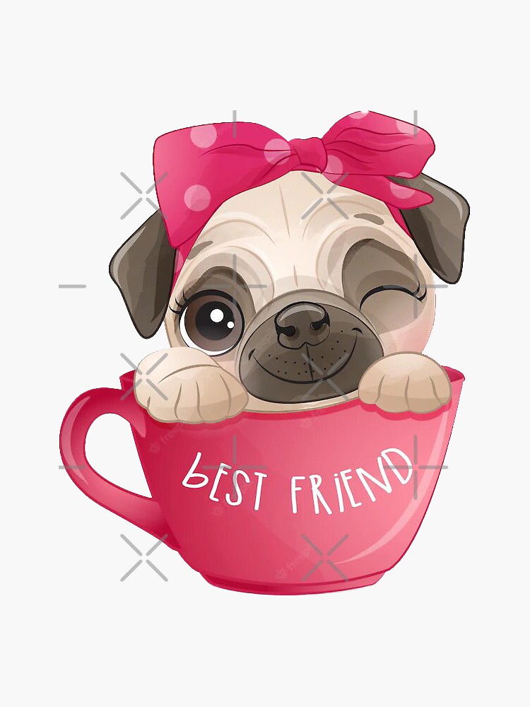 "Best Friend - Pug Stickers" Sticker for Sale by Yeonbi | Redbubble