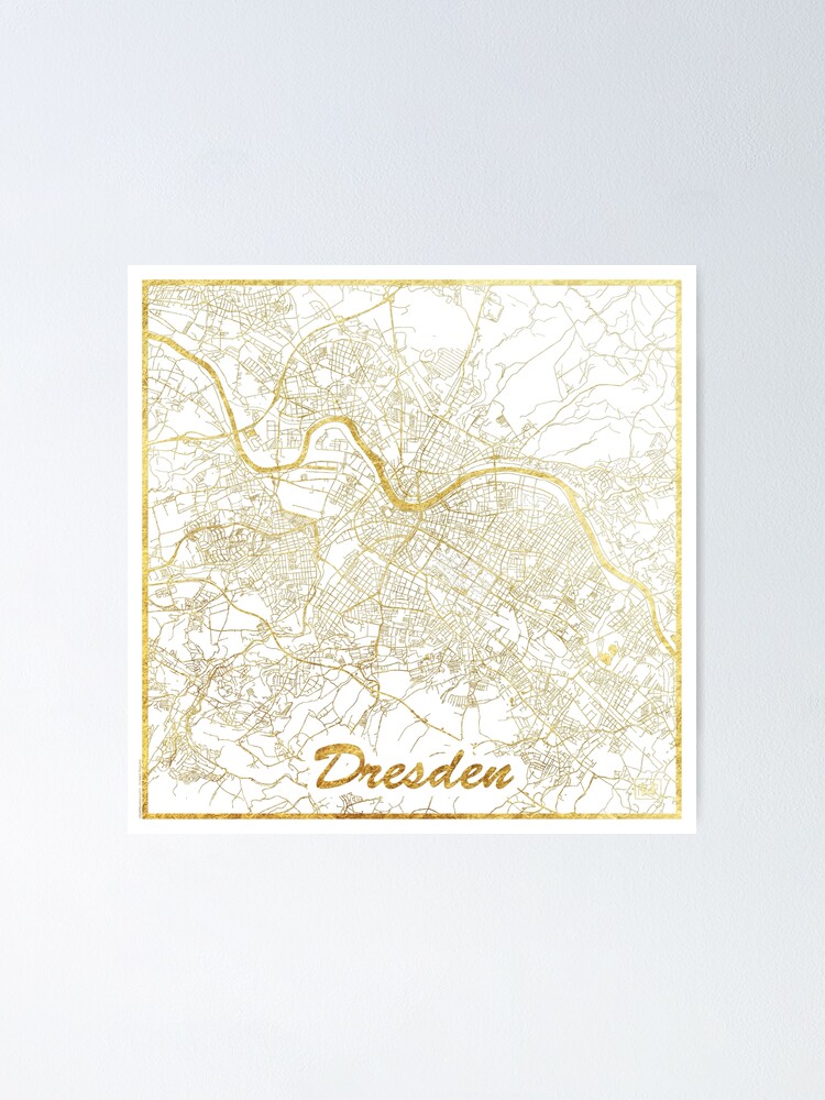 "Dresden Map Gold" Poster by HubertRoguski | Redbubble