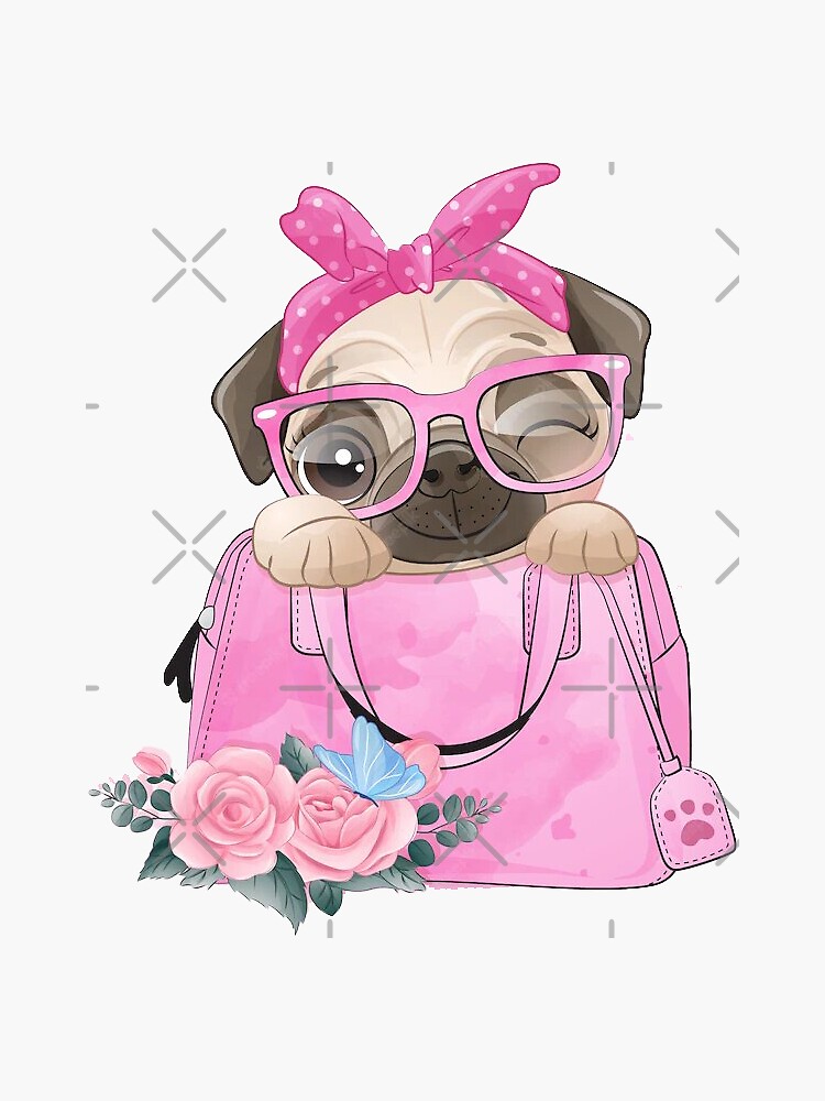 "Adorable Cute Pug - Pug Stickers" Sticker for Sale by Yeonbi | Redbubble
