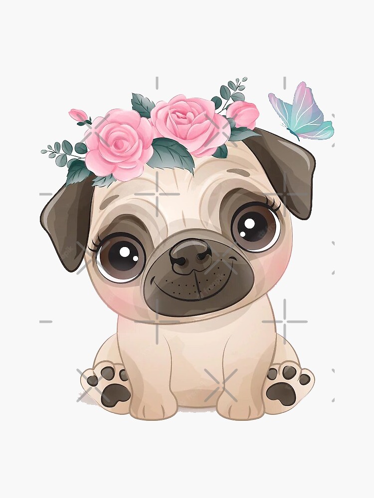 "Adorable and Cute Pug - Pug Stickers" Sticker for Sale by Yeonbi ...