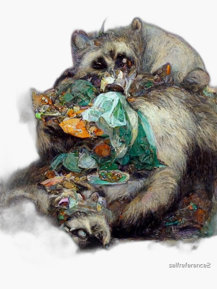 "Raccoon Eating Trash" Sticker for Sale by selfreference2 | Redbubble
