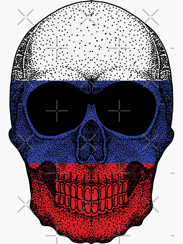 "Russia flag Skull" Sticker for Sale by pretty4u | Redbubble