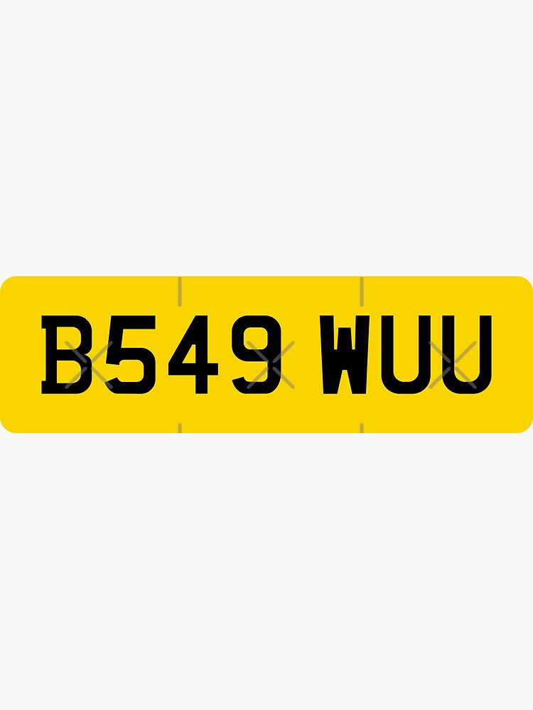 "Number Plate - B549 WUU" Sticker for Sale by JB-Aus | Redbubble