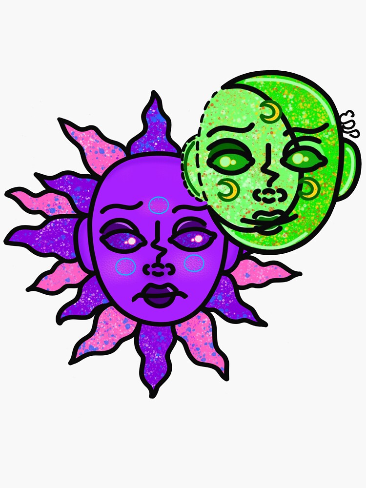 "Alien Sun and Moon " Sticker for Sale by EnvyArts | Redbubble