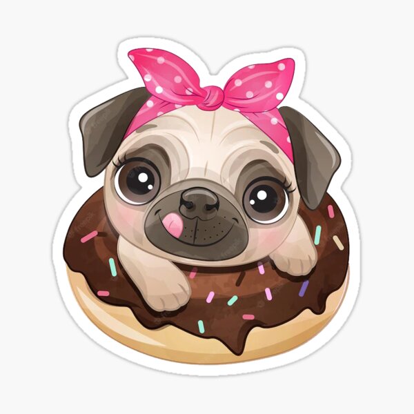 "Pug and Donut - Pug Stickers" Sticker for Sale by Yeonbi | Redbubble