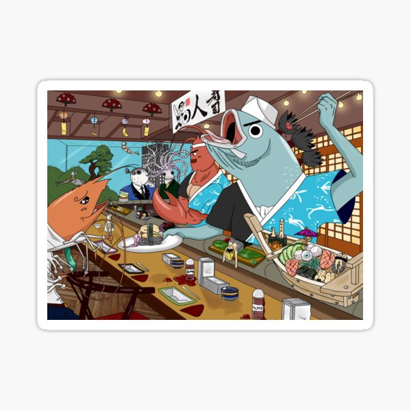 "Human Sushi Sushi Sushi" Sticker for Sale by Alexis-Scarlet | Redbubble