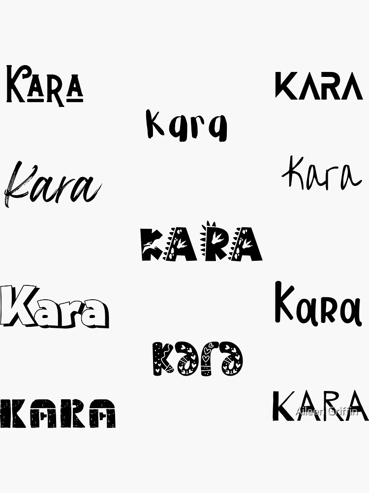 "Kara in 10 different fonts" Sticker for Sale by magleen | Redbubble