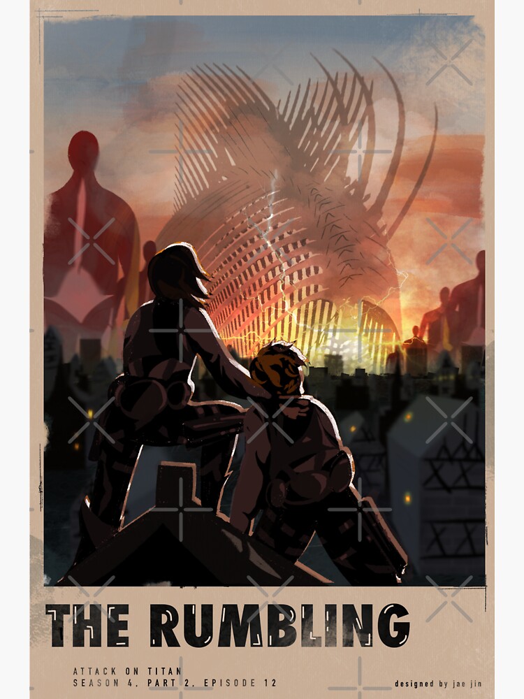 "Attack On Titan - The Rumbling Vintage/Classic Movie Poster" Sticker ...