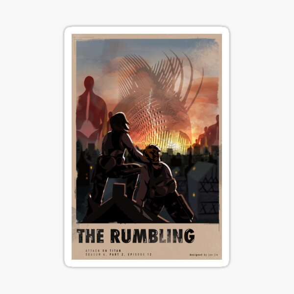 "Attack On Titan - The Rumbling Vintage/Classic Movie Poster" Sticker ...