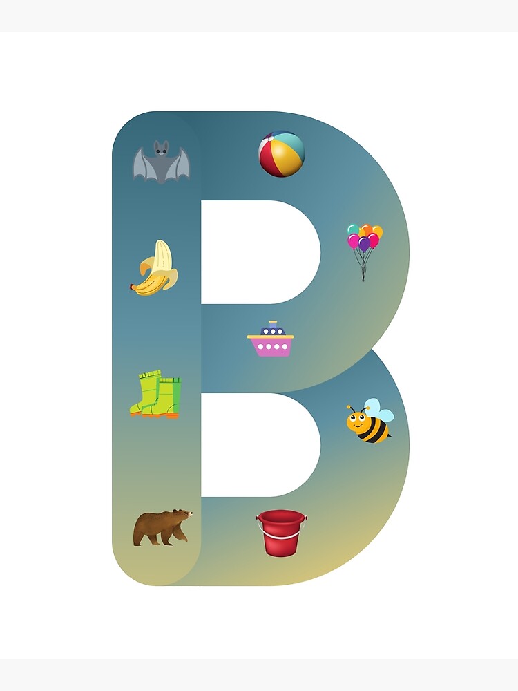 "Childs Blue Alphabet Letter B with Pictures" Poster for Sale by ...