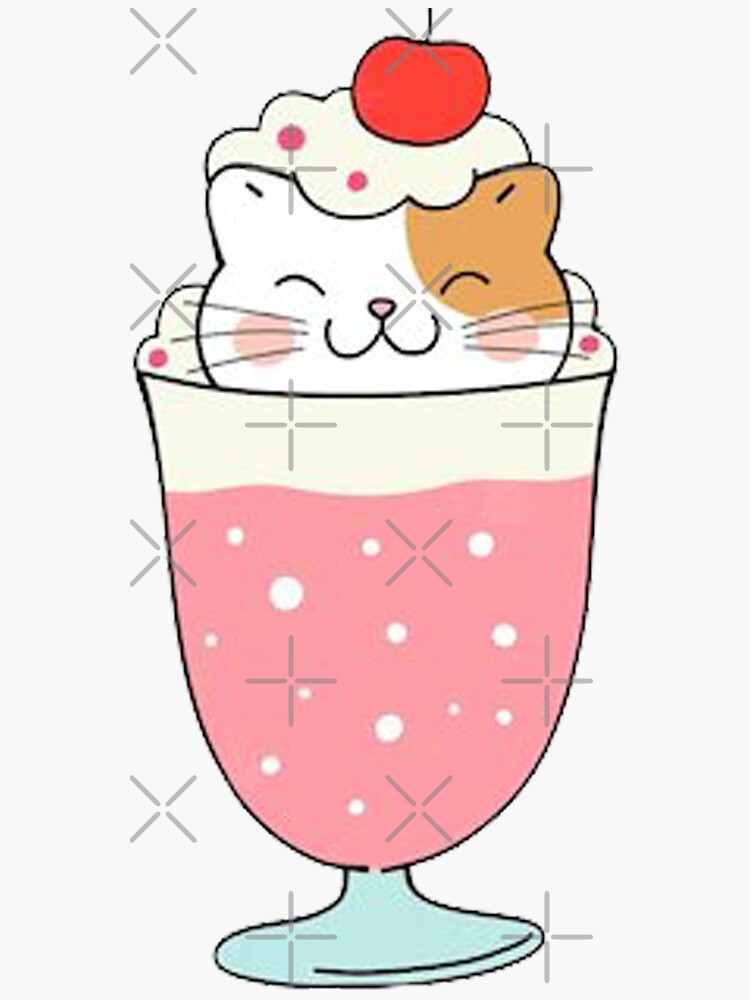 "Kitty Milkshake Sticker - Adorable " Sticker for Sale by Yeonbi ...