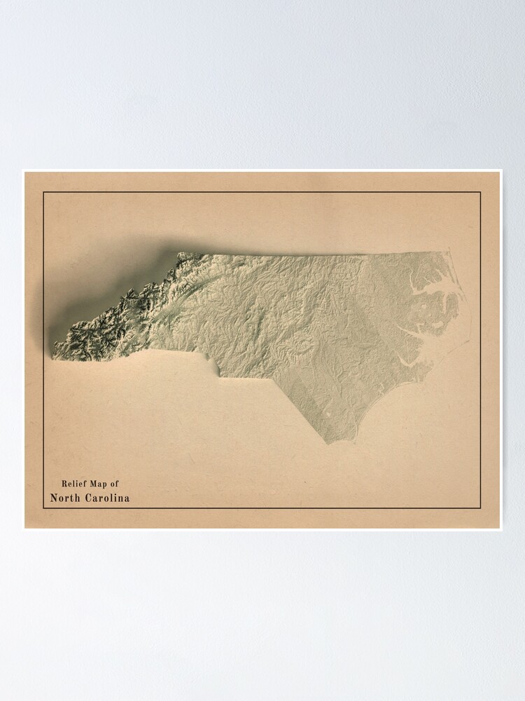 "North Carolina, USA Relief Map 3D digitally-rendered" Poster for Sale ...