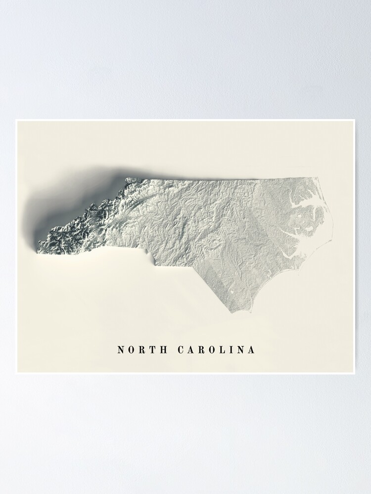 "North Carolina, USA Relief Map 3D digitally-rendered" Poster for Sale ...