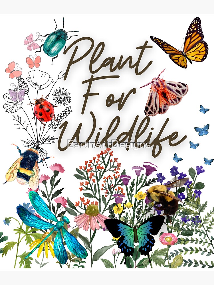 "Plant For Wildlife Pollinator Colorful Eco-Friendly Design" Sticker ...