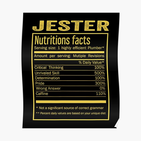 "Mens Womens jester birthday Gifts Shirt,Cool jester Funny Nutrition ...