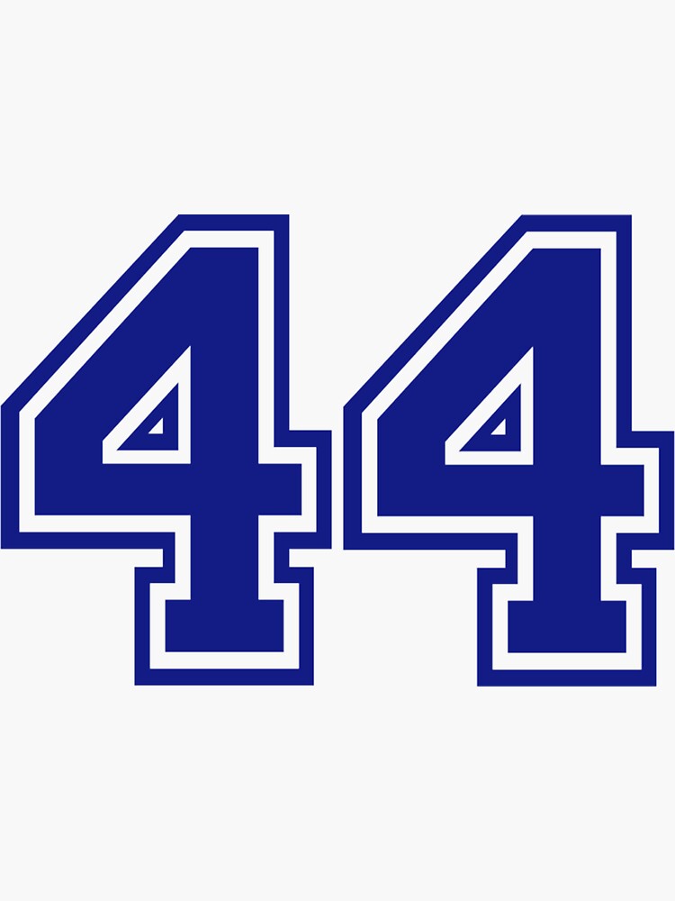 "Number 44 Sticker" Sticker for Sale by krnnvrstacy | Redbubble