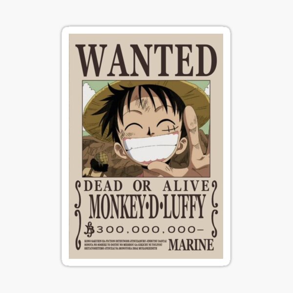 "Monkey D Luffy Wanted One Piece Poster Sticker" Sticker for Sale by ...