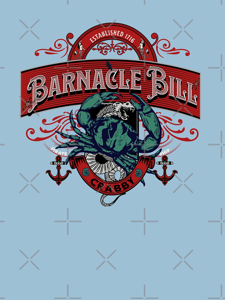 "Barnacle Bill Red Pirate Mermaid Snakes Scorpion and Anchors" T-shirt ...
