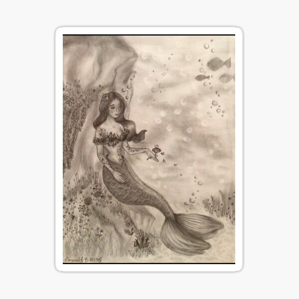 "Water Daisy Hazel Mermaid" Sticker for Sale by Mermagicdraws | Redbubble