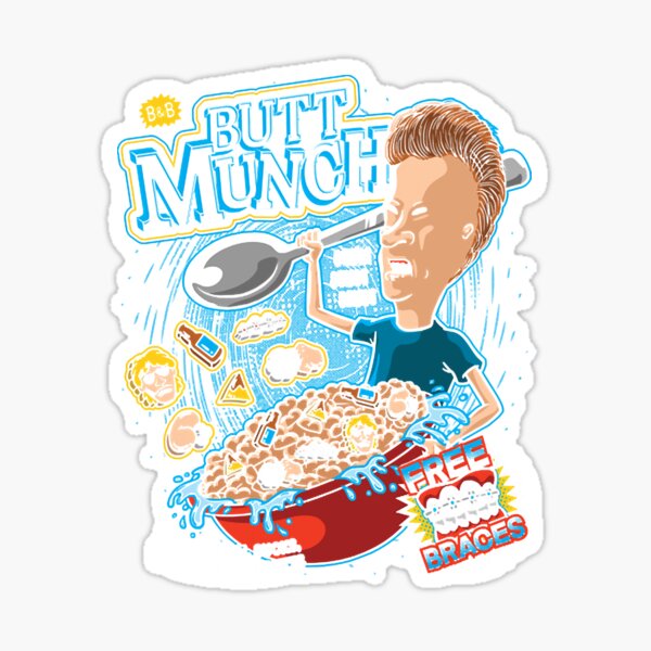 "Butt Munch Cereal" Sticker for Sale by morganuel | Redbubble