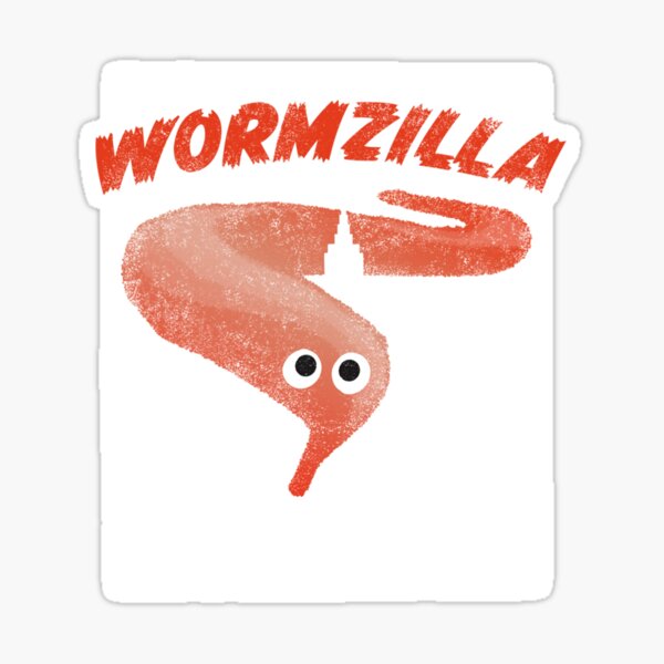 "Worm On A String Meme Orange Wormzilla Retro Japanese Style " Sticker ...