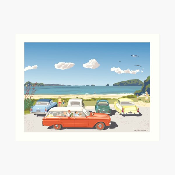 "Hahei Beach, New Zealand, 1968" Art Print for Sale by contourcreative ...