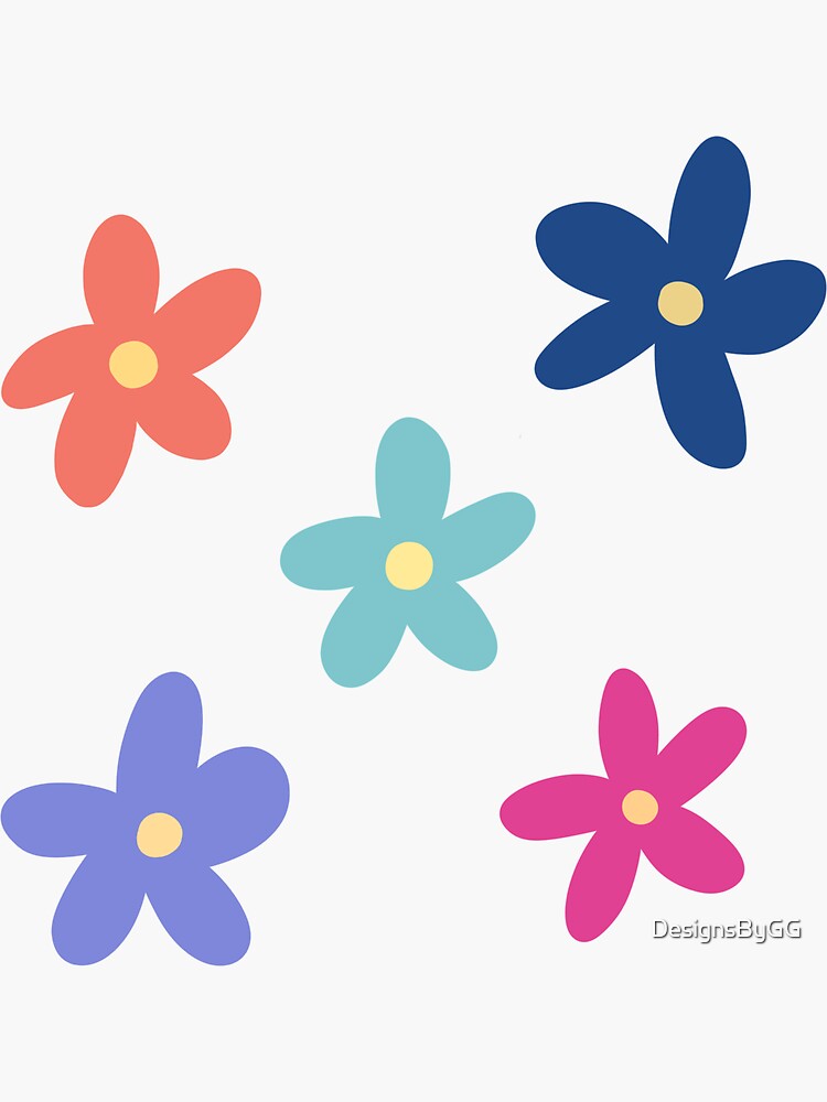 "Cute Multicolor Flowers" Sticker for Sale by DesignsByGG | Redbubble