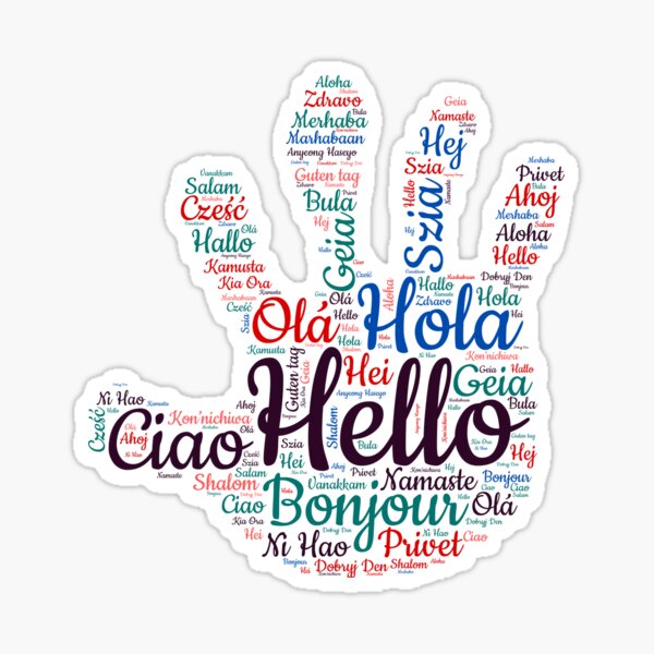"Word Cloud | Hello" Sticker for Sale by JamesXVin | Redbubble