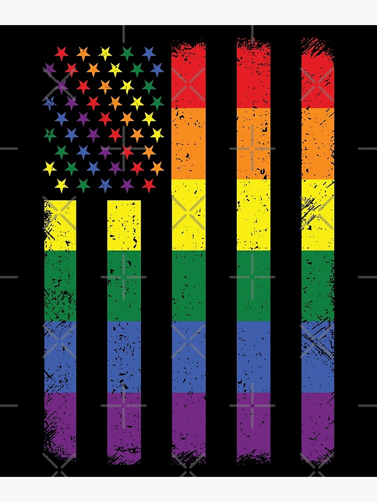 "Gay Pride LGBTQ Queer Rainbow American Flag" Poster for Sale by ...