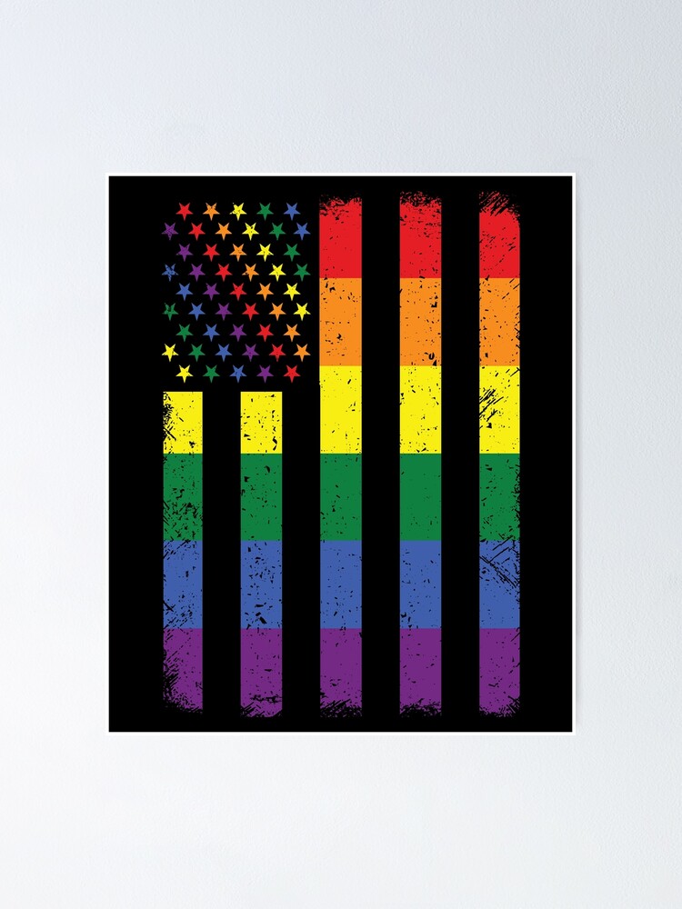 "Gay Pride LGBTQ Queer Rainbow American Flag" Poster for Sale by ...